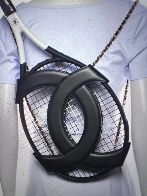 CHANEL 23S NEW Tags 2-Piece Tennis Cc Racket Black Leather Cc Gold ...