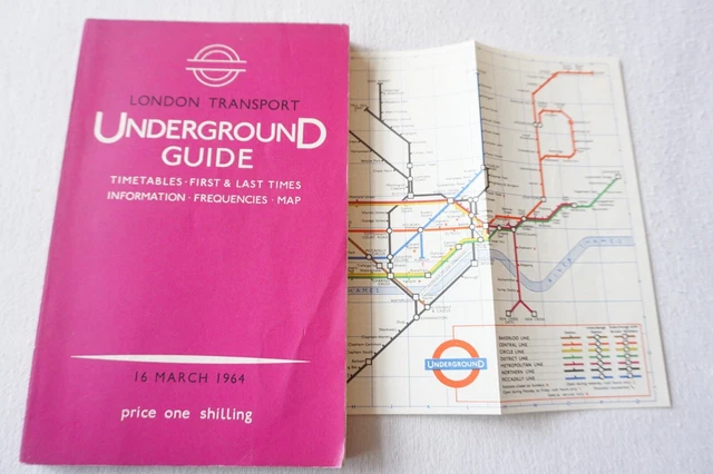 MARCH 1964 LONDON Transport Underground Guide Timetable with Tube Map ...