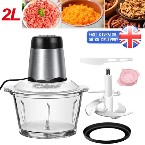 2L GLASS BOWL Food Processor Blender Chopper Mixer Meat Spices Onion ...