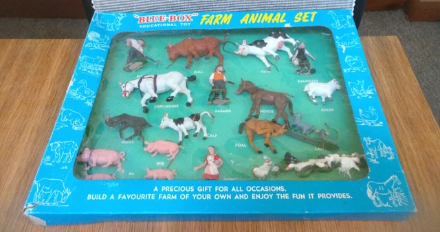 VINTAGE BLUE BOX 77226 Farm Animal Set Hong Kong 'Britains Copies ...