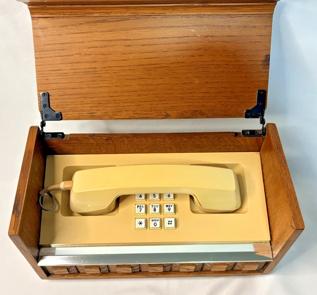 WESTERN ELECTRIC VINTAGE Mid Century Executive Stowaway Wood Box Push ...