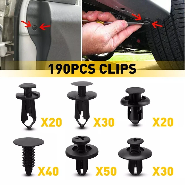 190PCS ARCH TRIM Panel Lining Clips Car Rivet Splash Guard Sill Wheel ...