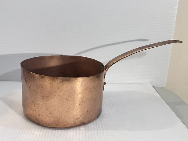 ANTIQUE VTG DOVETAILED Hand Forged Copper Pot 7" Diameter Riveted ...