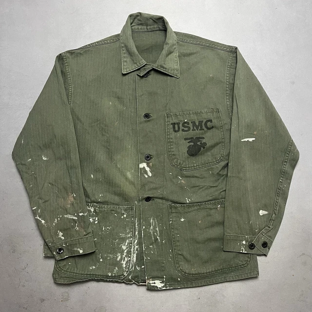 VINTAGE USMC HBT Herringbone P41 Military Jacket WWII Field Coat £229. ...