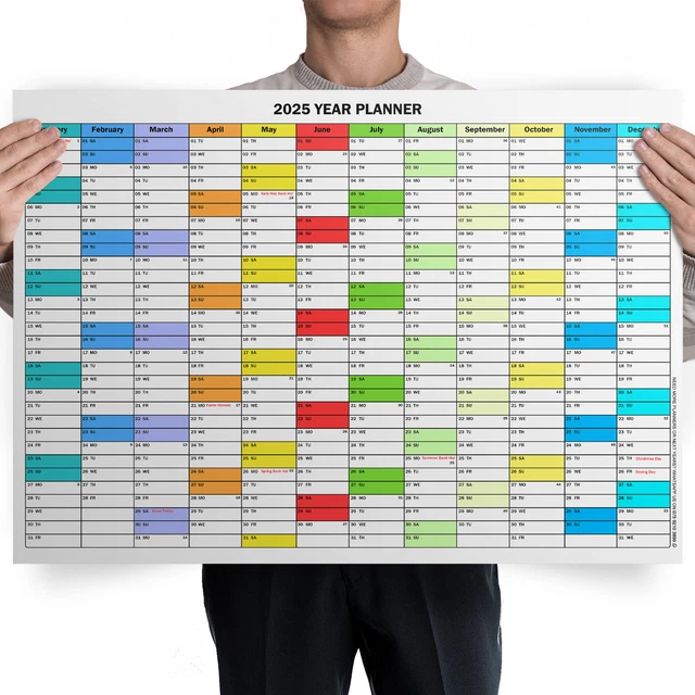 2025 CALENDAR YEAR Wall Planner Calendar Plan Birthdays Holidays New ...