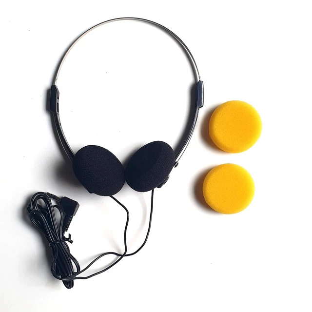 CASQUE AUDIO WALKMAN coussinets noirs et jaunes , vintage stock années ...