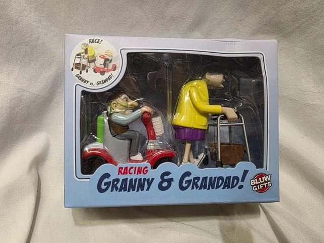 RACING GRANNY & Grandpa! Moving Toys In Box Novelty Joke Gift Free Post ...