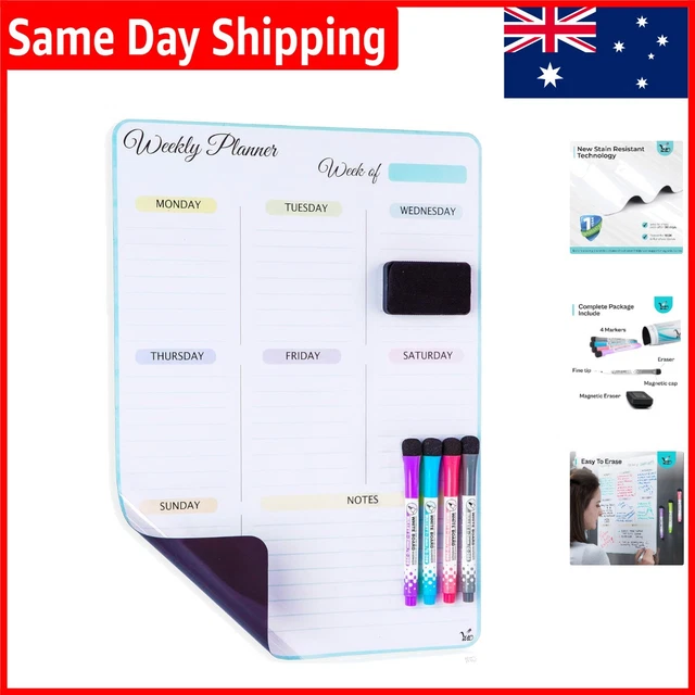 17X12 STAIN RESISTANT Magnetic Dry Erase Board for Busy Families ...