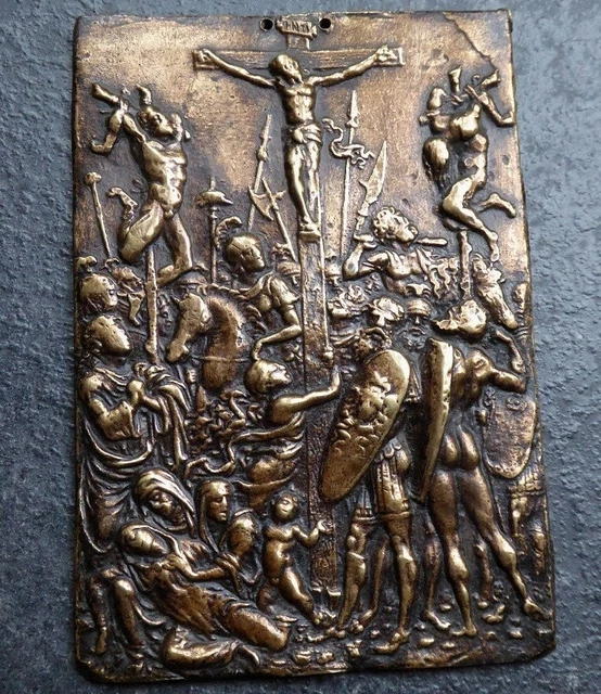 CRUCIFIXION DE MODERNO Plaquette En Bronze XVIIe Renaissance Haute époque 17th EUR 490,00 ...