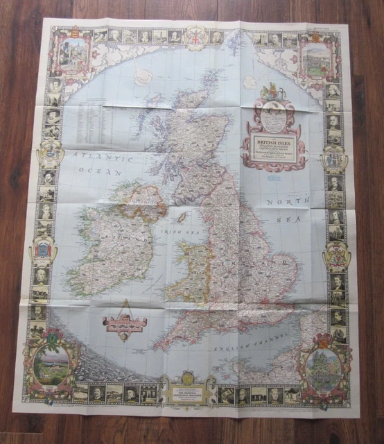 THE BRITISH ISLES - National Geographic Map . 1949 (18) £5.99 - PicClick UK