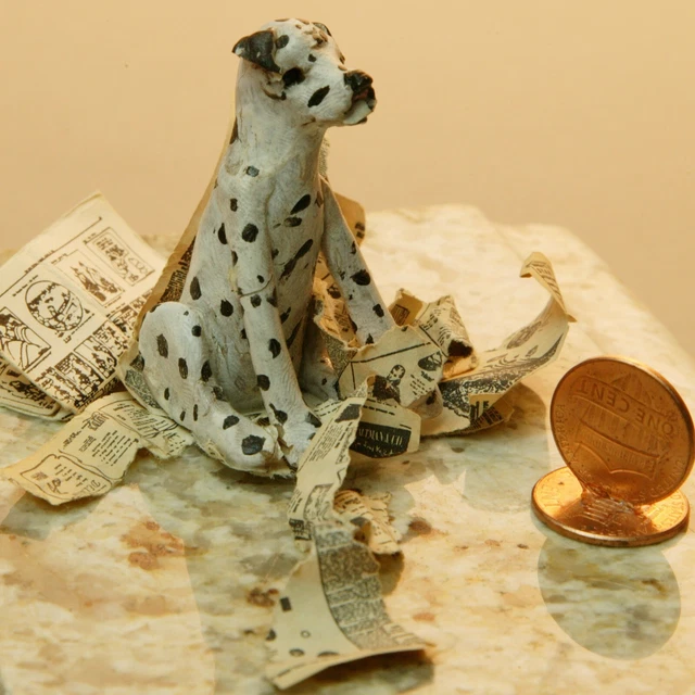 VINTAGE DALMATION &BAD Dog" with destroyed newspaper Miniature ...