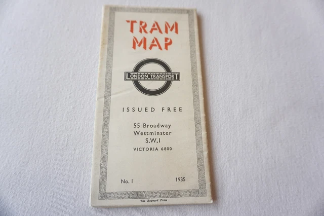 1935 NO. 1 Tram Bus Map London Transport Bus Underground £18.39 ...