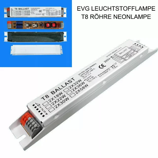 EVG ELEKTRONISCHES LEUCHTSTOFFLAMPE Vorschaltgerät T8 Röhre Neonlampe 2x36W NEU. EUR 10,19 ...