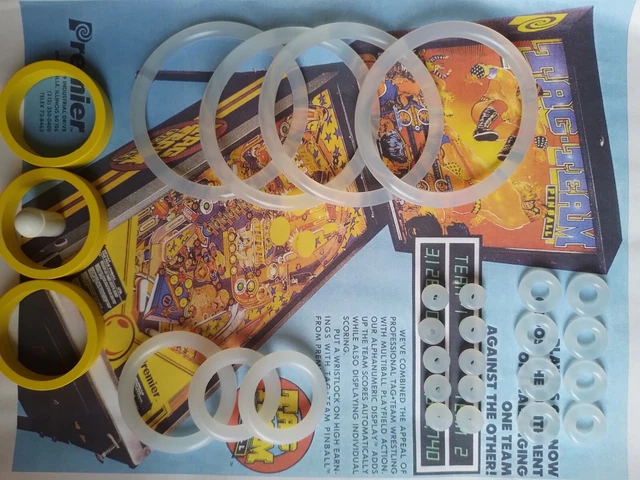 FLIPPER GOTTLIEB -TAG Team-Kit Elastique Sillicone Transparent-Pinball ...