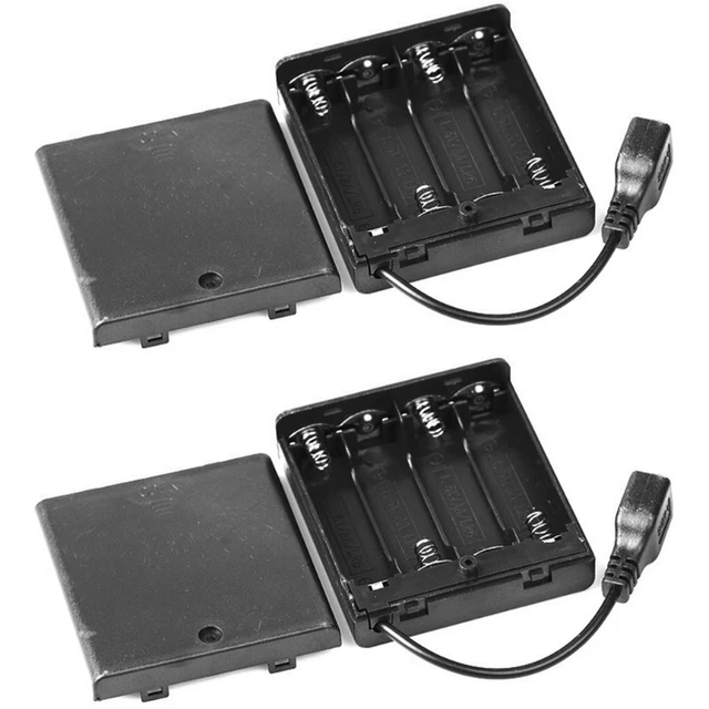 4 SLOTS PLASTIC Battery Case USB Port Switchable Controller For LED ...