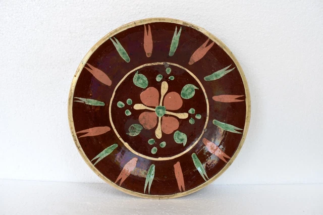ANTIQUE MULTAN CLAY Pottery Plate Earthenware Hand Painted Pakistan ...