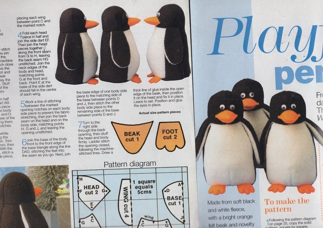 ALAN DART SEWING How To Make Pattern -3 Playful Penguins Frolicking In ...