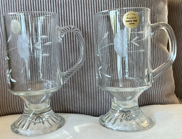 PRINCESS HOUSE HERITAGE Crystal Tempered Engraved Glass Irish Coffee ...