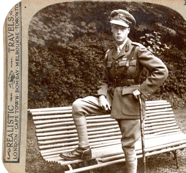 WW1 MILITARY STEREOVIEW card British Army HRH Prince of Wales Chateau ...