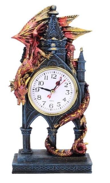 TIME GUARDIAN 27.5CM Clock Nemesis Now Red Dragon Gothic Fantasy Gift £ ...