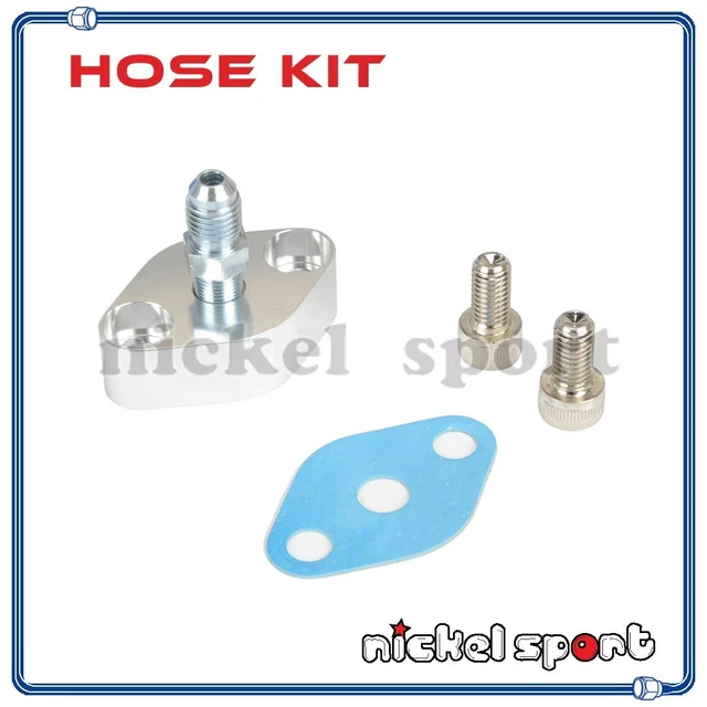 ALUMINUM TURBO OIL Feed Inlet Flange Kit 38mm Garrett T3 T4 T60 To 4AN ...