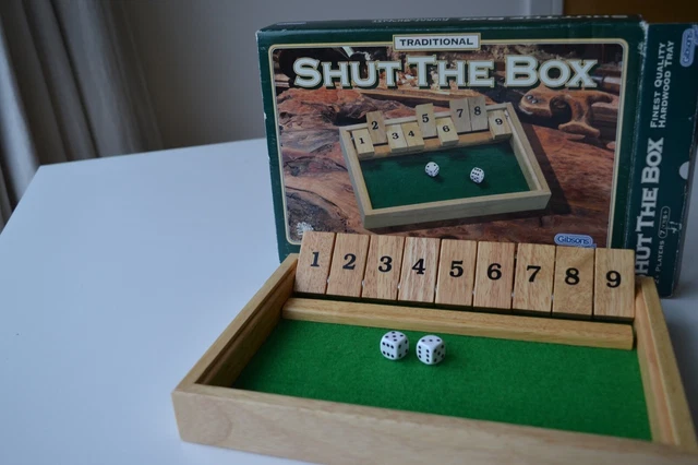 VINTAGE SHUT THE Box Game By Gibsons Games. Hardwood Tray. Traditional ...