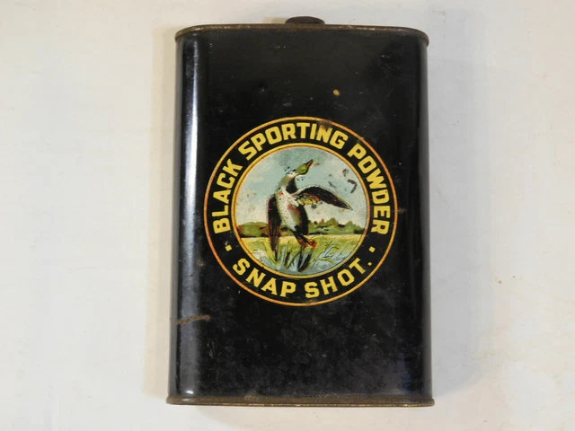 VINTAGE SNAP SHOT Powder Tin Black Sporting Powder Tin RARE CIL CANADA ...