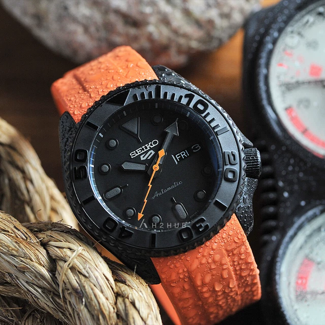 SEIKO MOD ORANGE Jukebox Stealth SRPD79K1M4 Men Black Custom Watch 42mm ...