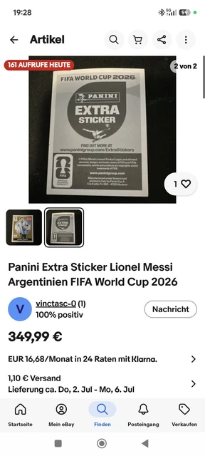 LIONEL MESSI GOLD Extra Sticker Panini WM 2026 EUR 110,00 - PicClick DE