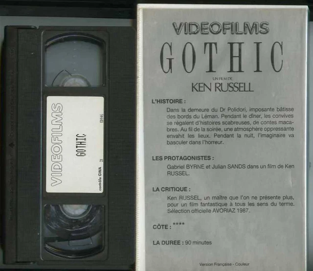 VHS GOTHIC, BY Ken Russell, with Gabriel Byrne, Julian Sands ...