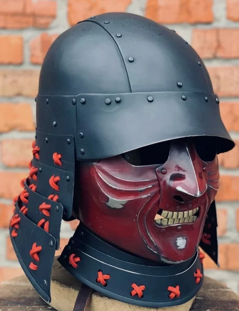SAMURAI ARMOR HELM Handarbeit Stahl Kriegerhelm mit ...
