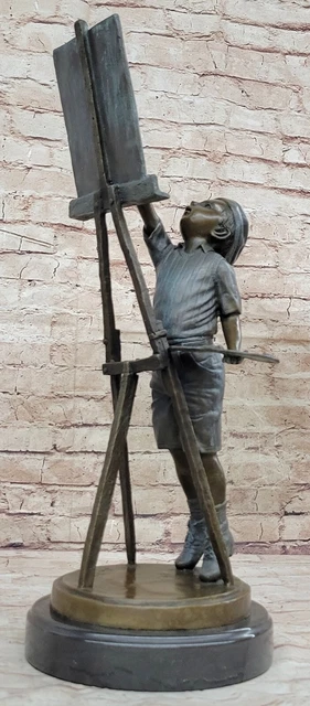 ORIGINAL JIM DAVIDSON Bronze Statue Young Boy with Canvas Artwork ...