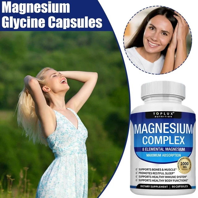 MAGNESIUM COMPLEX SUPPLEMENT 8 Elemental Magnesium 1000mg - Maximum Absorption ~ £5.80 - PicClick UK
