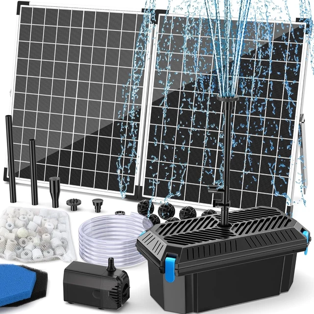 40W SOLAR POND Pump Foldable Panel Kit 3 Stage Filtration System £215. ...