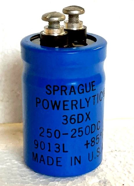 (2X) SPRAGUE POWERLYTIC 250 MFD 250 VDC CONDENSATEUR 36DX TERME À VIS ...