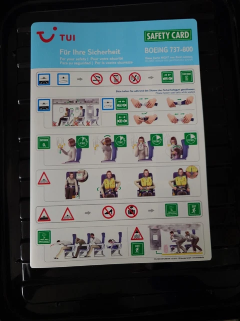 TUI BOEING 737-800 03/09 Safety Card Plastic Ed £4.50 - PicClick UK