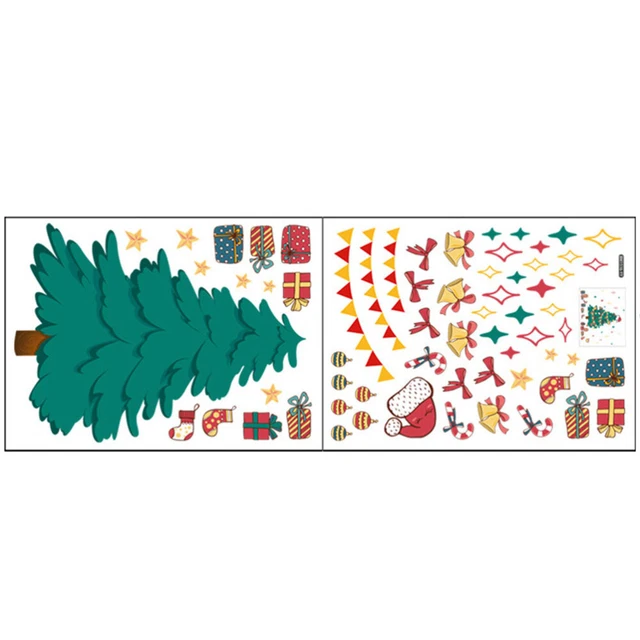 2 Sheets Pvc Sticker Sapin De Noel Stickers Muraux Arbre Vacances