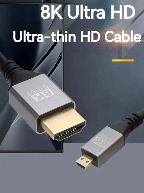 8K HD SLIMLINE Micro Compatible-HDMI Camera Ultrabook Monitor Cable New ...