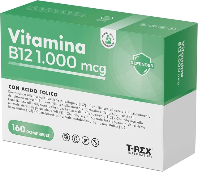 VITAMINA B12 1000 mcg e Acido Folico 400 mcg 160 Compresse (5 Mesi di ...
