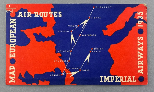 IMPERIAL AIRWAYS EUROPEAN 1935 Vintage Airline Route Map £99.95 ...
