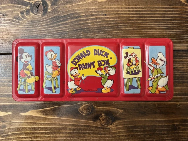 WALT DISNEY ENTERPRISES Transogram DONALD DUCK Tin Paint Box with ...