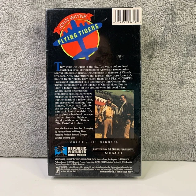 REPUBLIC PICTURES FLYING Tigers John Wayne VHS Movie 1990 Digital Color ...