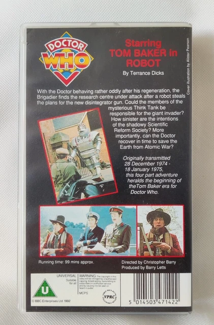 DOCTOR WHO TOM Baker, Robot. VHS tape. Very good Condition. £12.94 ...