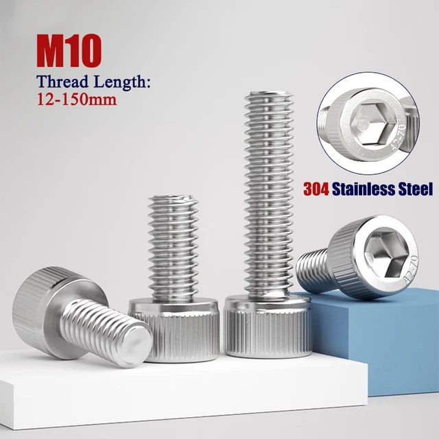 M10 HEX SOCKET Head Cap Screws Set Allen Key Bolts 304 Stainless Steel ...