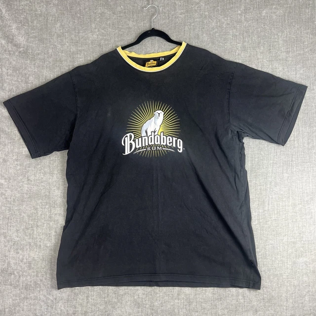 BUNDABERG RUM BUNDY Bear Logo Print T-Shirt Black Size Mens 5XL EUR 14 ...