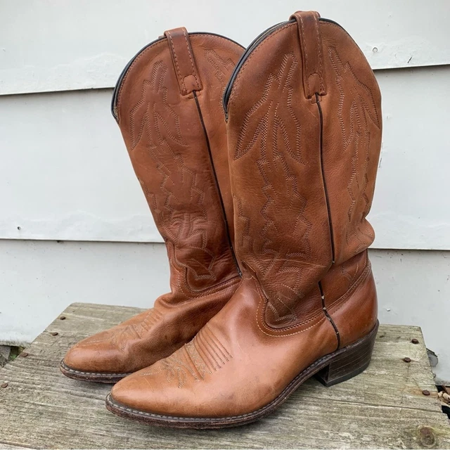 VINTAGE DAN POST Marlboro P2551 Brown Leather Cowboy Boots 9.5D £136.03 ...