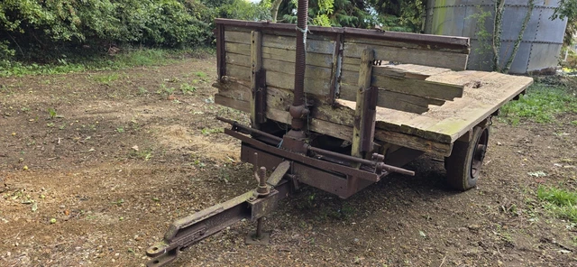 VINTAGE AGRICULTURAL TRACTOR Farm Trailer screw tipper rustic antique £ ...
