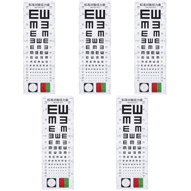 5PCS EYE CHART Professional Visual Testing Chart Standard Visual Eye ...