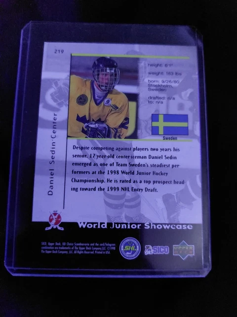 DANIEL SEDIN 1998 Upper Deck World Juniors Showcase 219 Sweden Rookie ...
