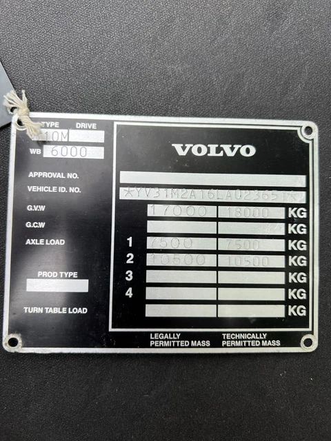 VOLVO B10M PLAXTON Premier Travel G370 REG Bus Coach Chassis Body Plate ...